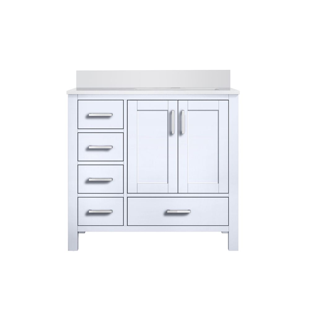 Jacques 36 in. W x 22 in. D Right Offset White Bath Vanity and Cultured ...